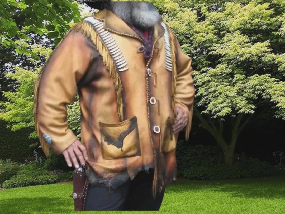Vintage Buckskin Leather Mountain Man Jacket: Fringe & Beaded Western ...