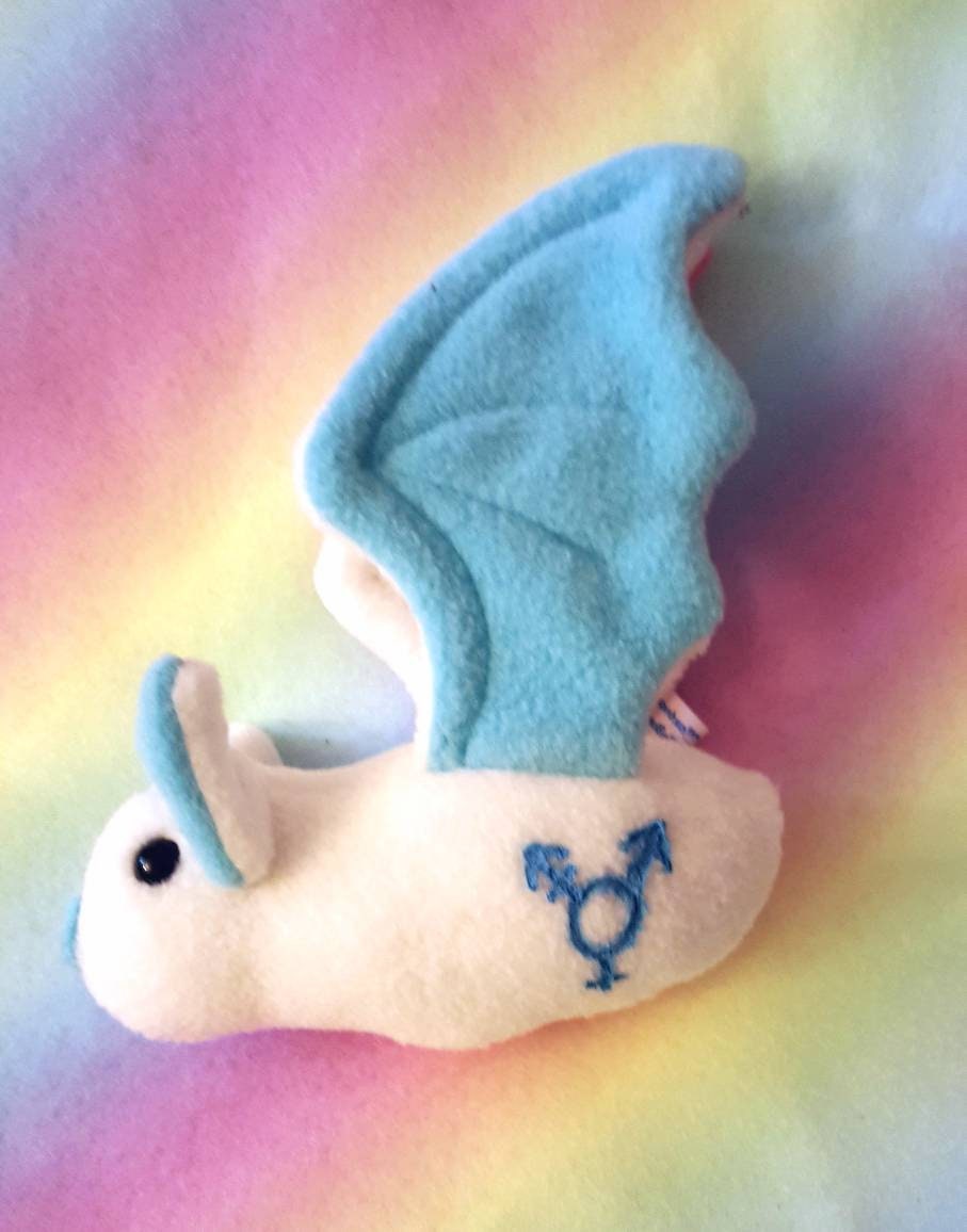 Trans Pride Bat plush toy pride pink white and blue flag | Etsy