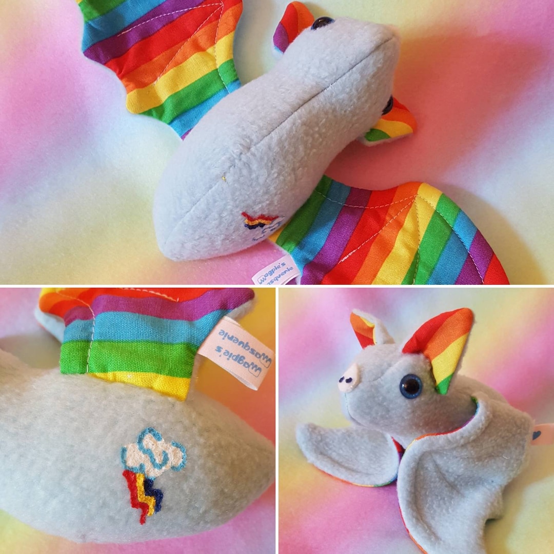 Rainbow Flap Bat Plushie - MLP Inspired Rainbow Parody Plush Toy - Etsy