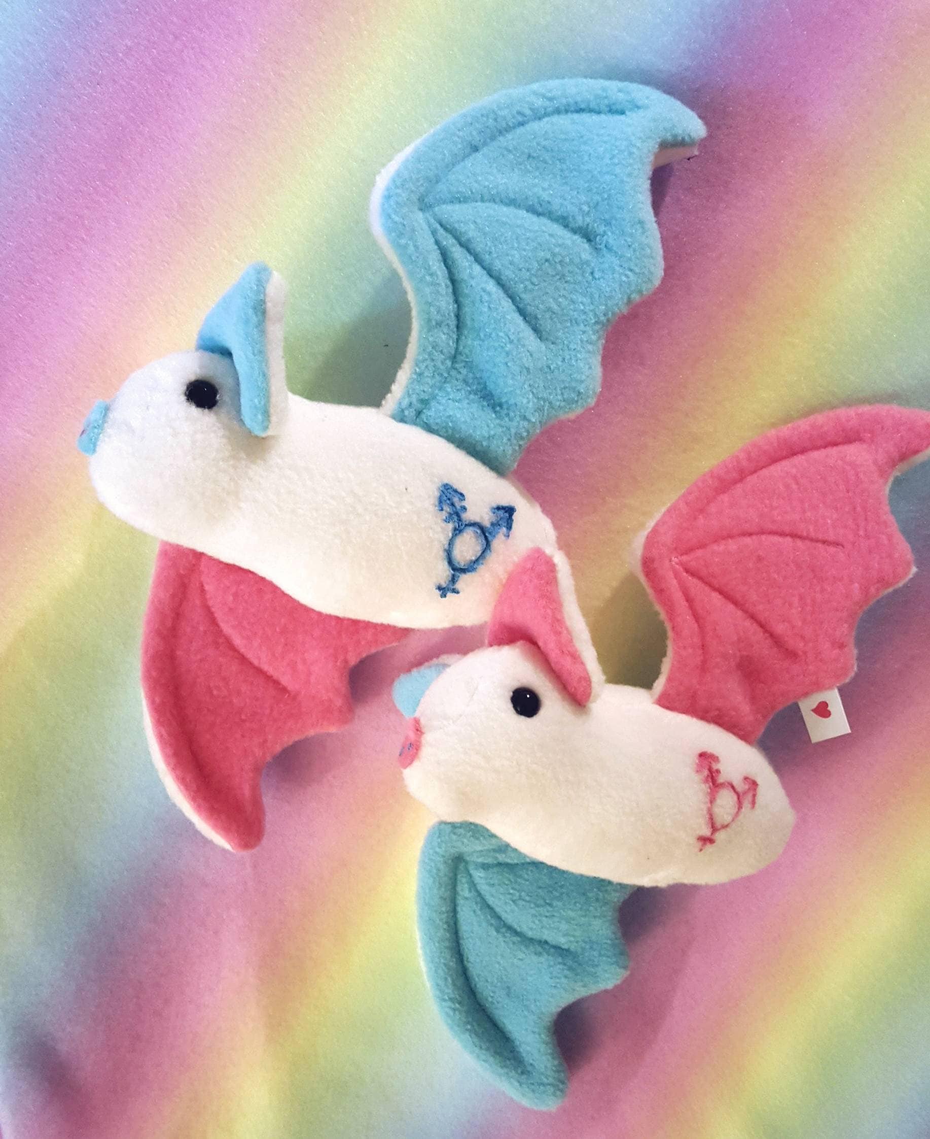 Trans Pride Bat plush toy pride pink white and blue flag | Etsy