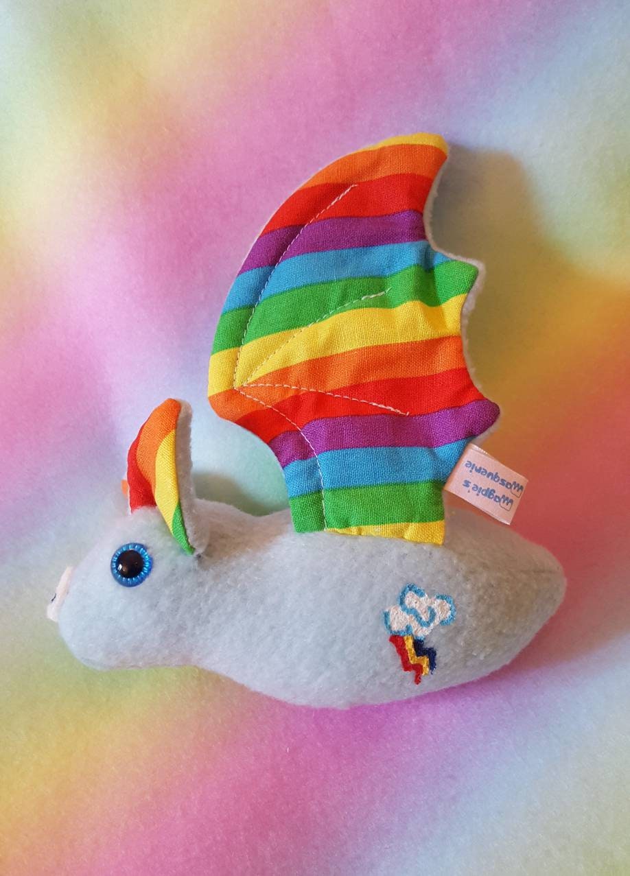 Rainbow Flap Bat Plushie - MLP Inspired Rainbow Parody Plush Toy - Etsy