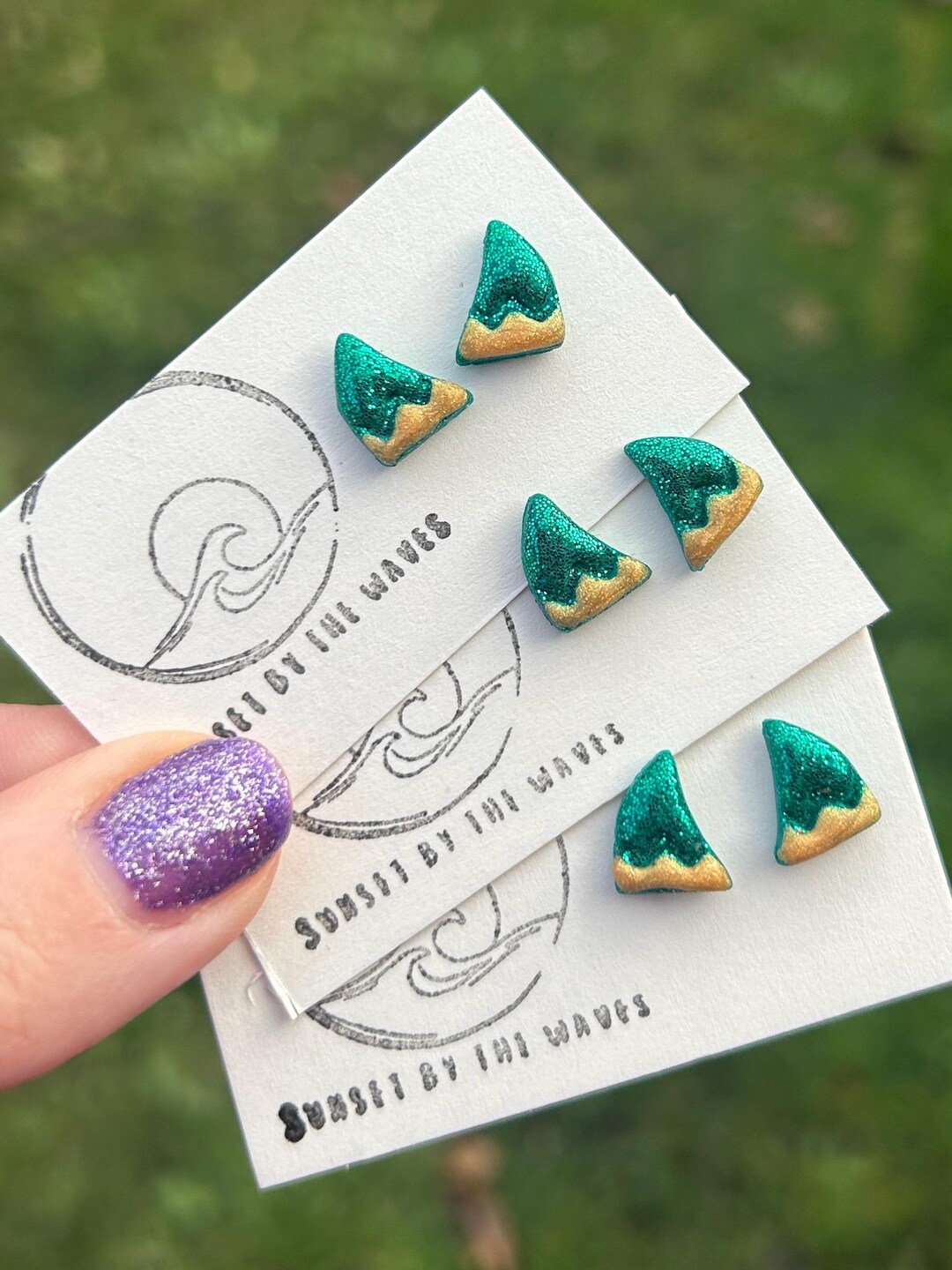 Green and Gold Elf Hat Stud Earrings - Etsy