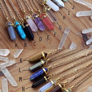 Gold Pendulum Crystal Necklace Polished Crystals Genuine Gemstones ...