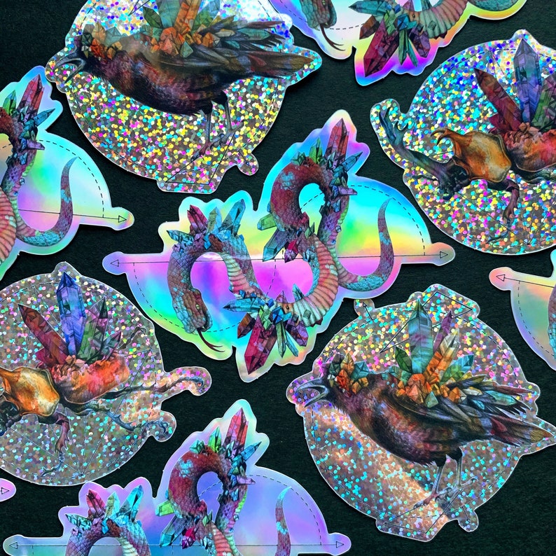 Holographic Glitter Crystal Animals Sticker Pack 3 Rainbow - Etsy