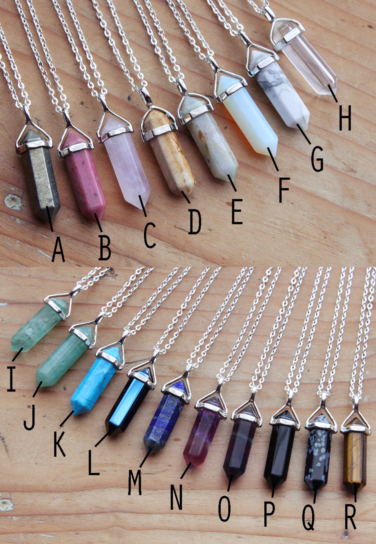 Silver Pendulum Crystal Necklace Polished Crystals Genuine | Etsy