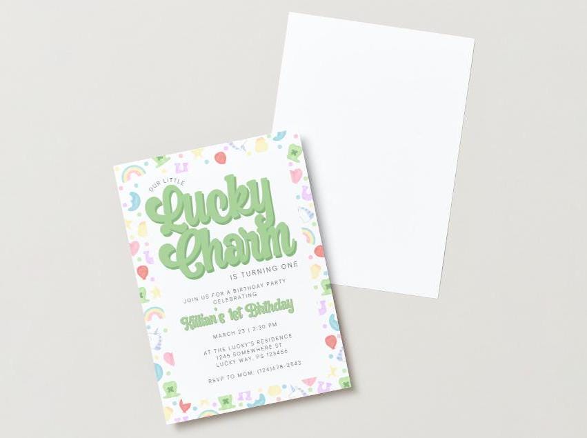Editable Lucky Charm Birthday Party Invitation, Saint Patrick's Day ...