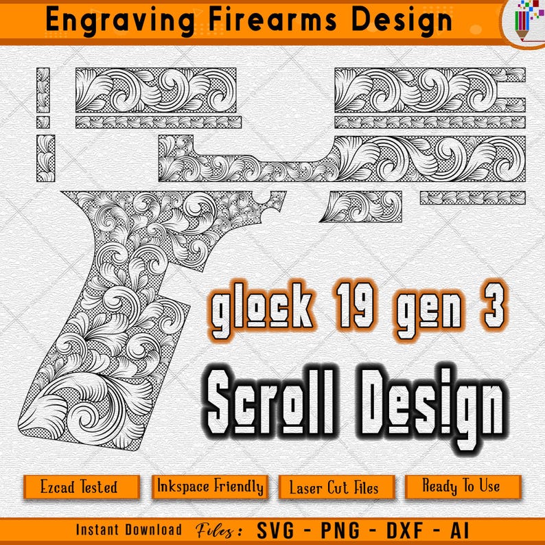 Custom Glock19 Gen3 Firearms Scroll Stippling Files, Scroll Stippling ...