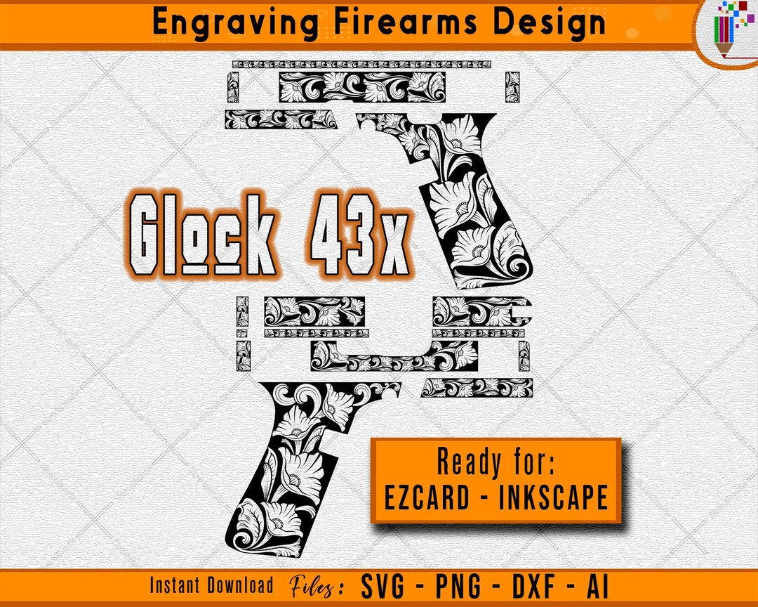 Custom Glock43x Floral Scroll Design, Gun Scroll Design, Floral Scroll ...