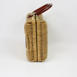 60s Wicker Box Purse Faux Tortoiseshell Lucite Front & Double Handles ...