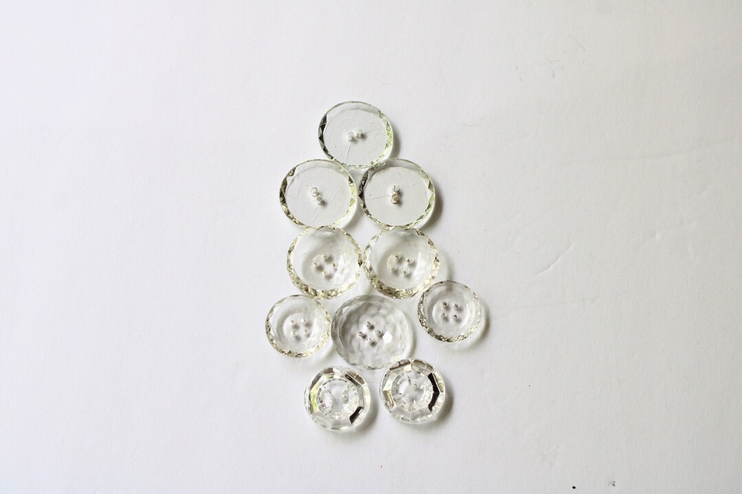 Vintage Glass Buttons Lot 10 Mixed Clear Glass Buttons MB198 - Etsy