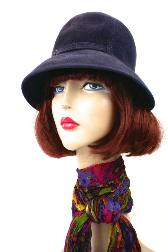 1960s hat mesh tall vintage 60s Marie Dickert flower … - Gem