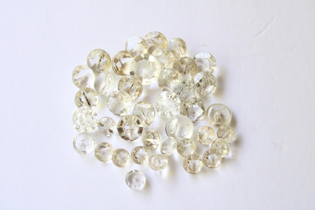 Vintage Glass Buttons Lot 39 Mixed Flat Top Crystal Buttons MB76 - Etsy