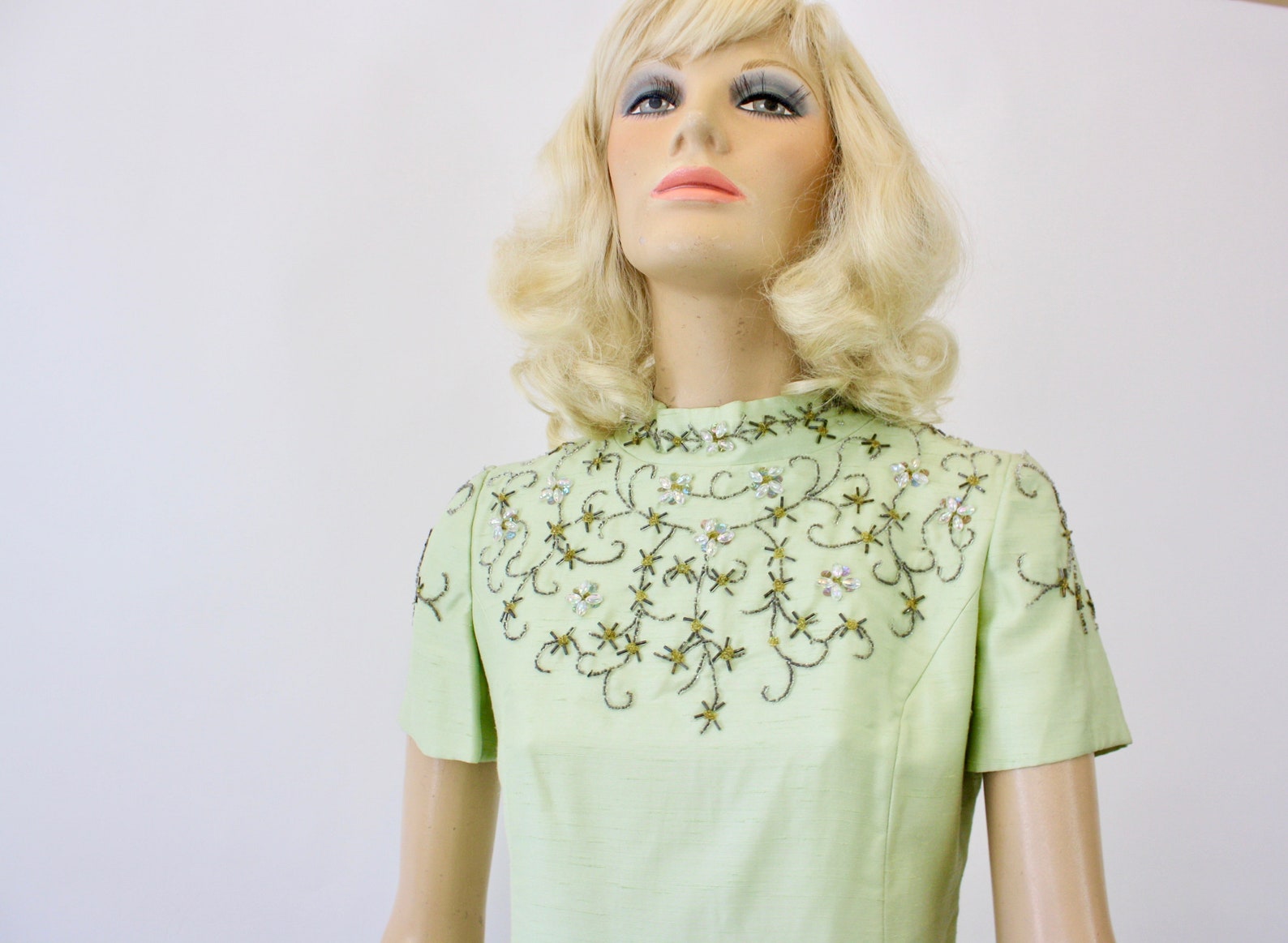 60s-dinner-cocktail-dress-celadon-green-shantung-w-glass-etsy