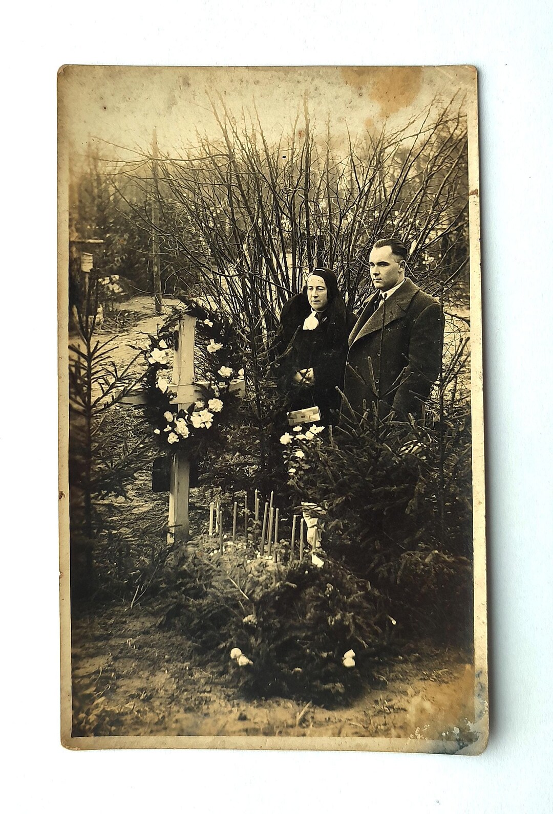 Small Grave in an Old Cemetery Funeral Ceremony Original Vintage ...