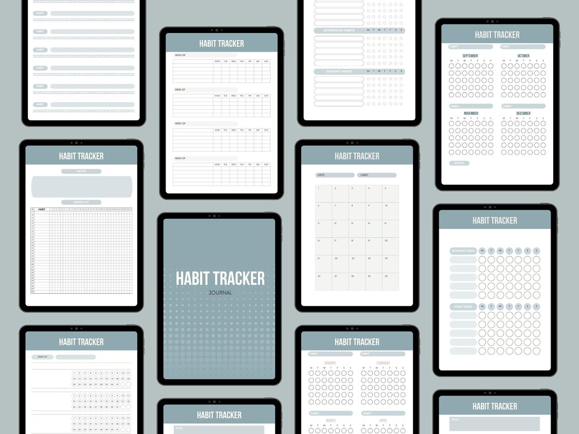 16-page Habit Tracker Canva Template, Editable and Printable, Wellness ...