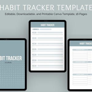 16-page Habit Tracker Canva Template, Editable and Printable, Wellness ...
