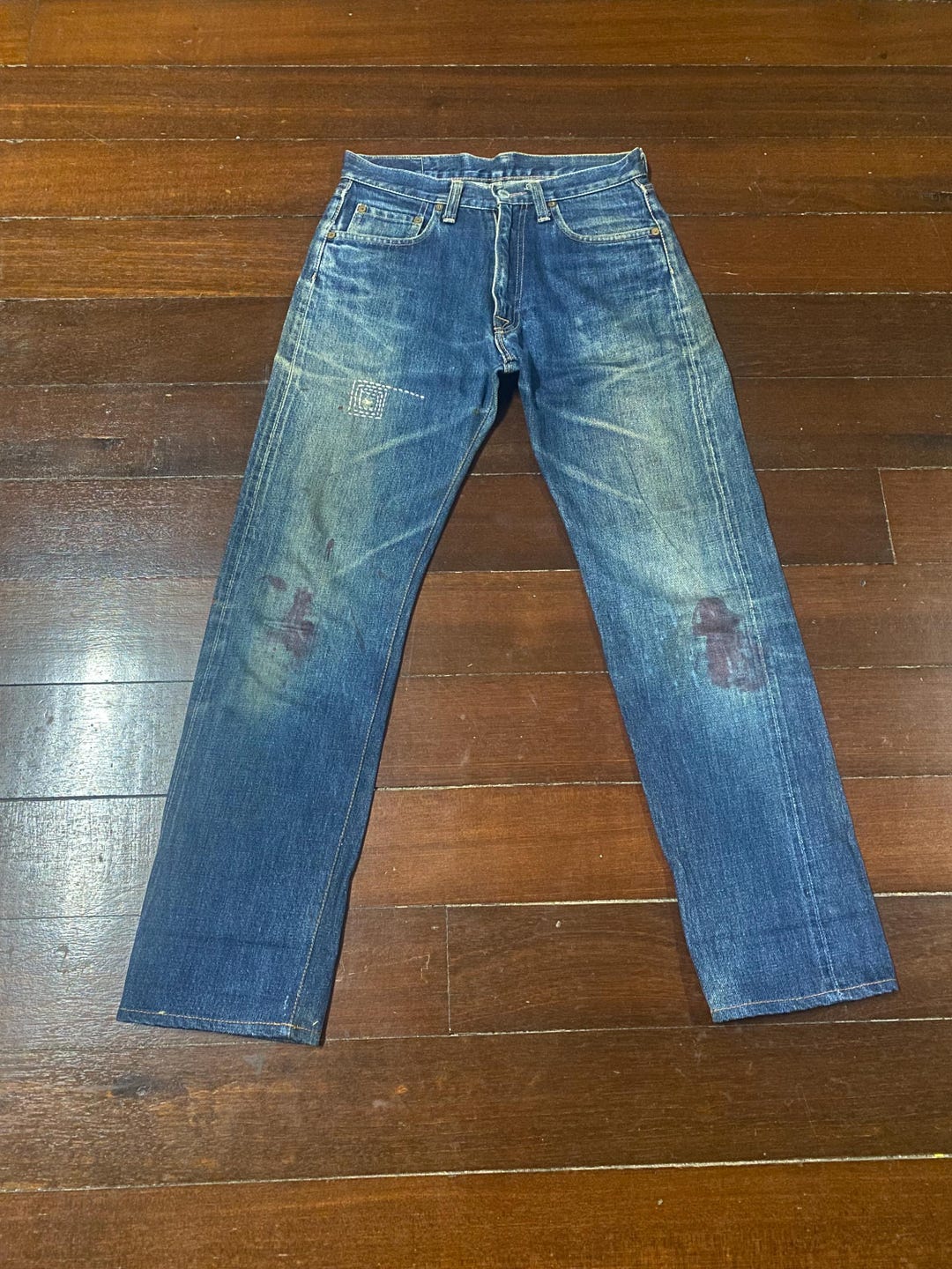 Vintage DENIME Made in Japan Redline Selvedge Distressed Denim Jeans ...