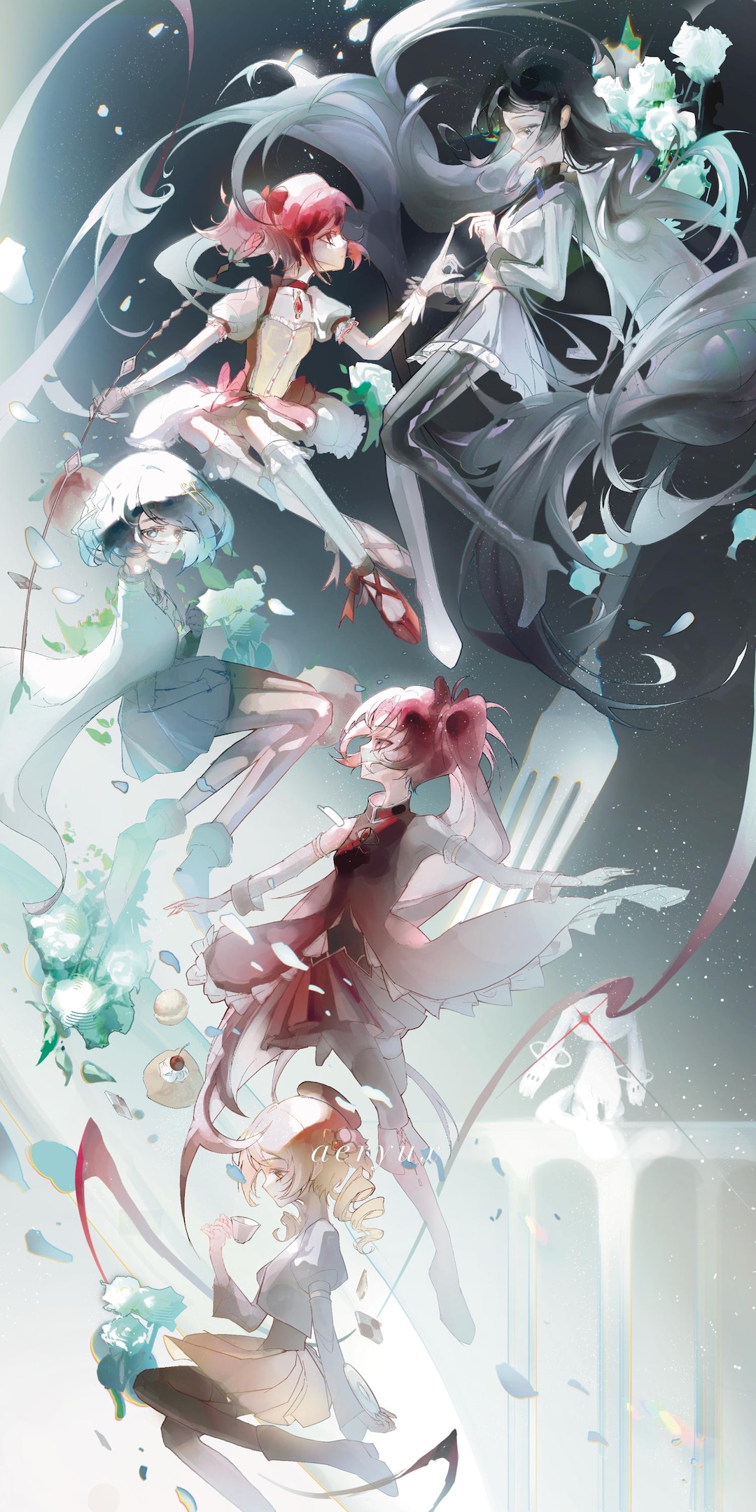 Puella Magi Madoka Magica Holy Quintet Print | Madoka Homura Sayaka Kyoko & Mami - Etsy