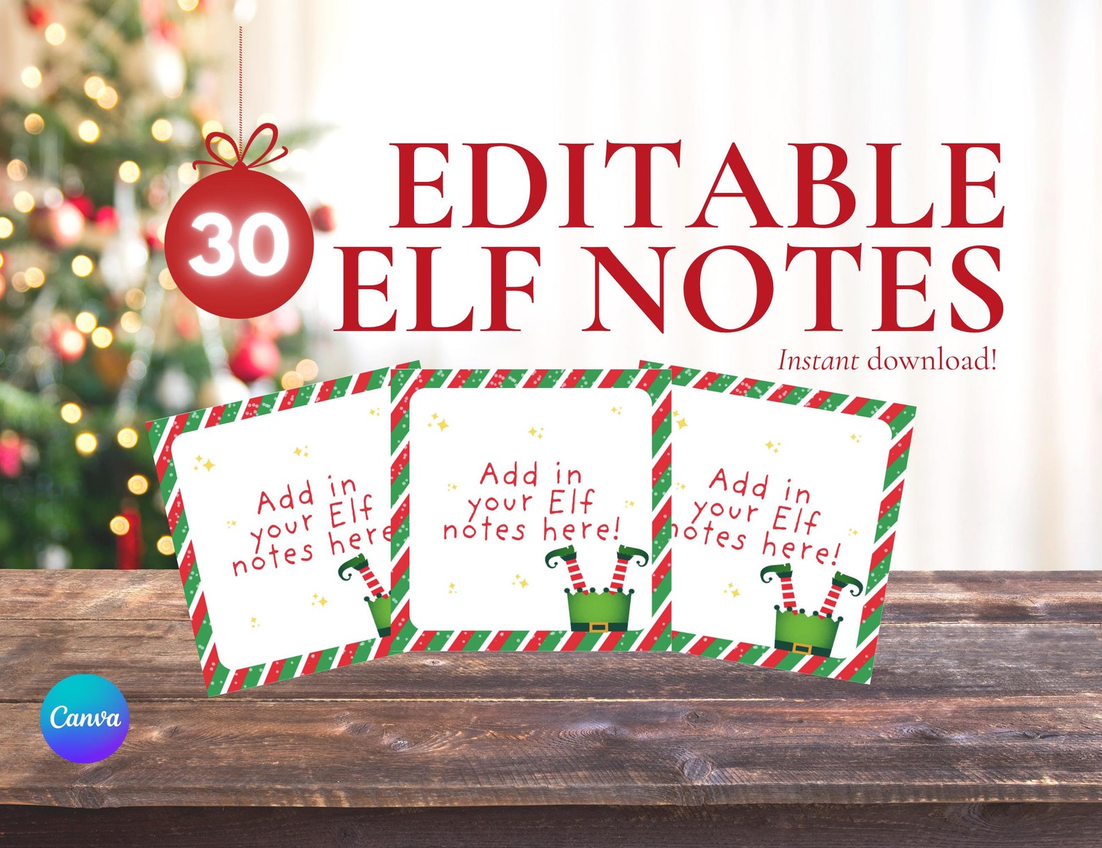 Editable Elf Note Cards Template, Christmas Elf Ideas, Printable Elf ...