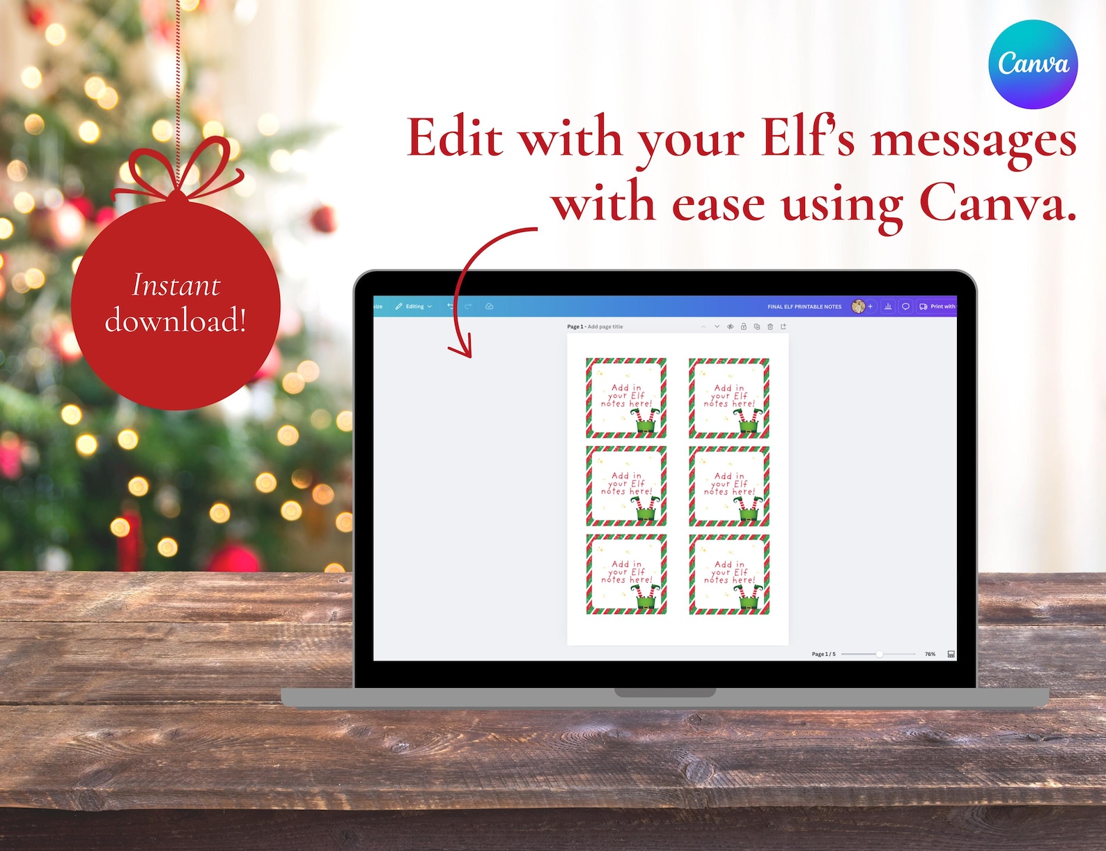 Editable Elf Note Cards Template, Christmas Elf Ideas, Printable Elf ...