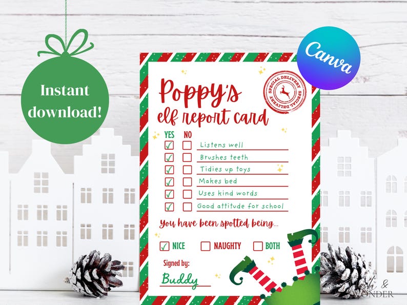 EDITABLE Elf Report Card | Christmas Printable | Elf Official Report ...