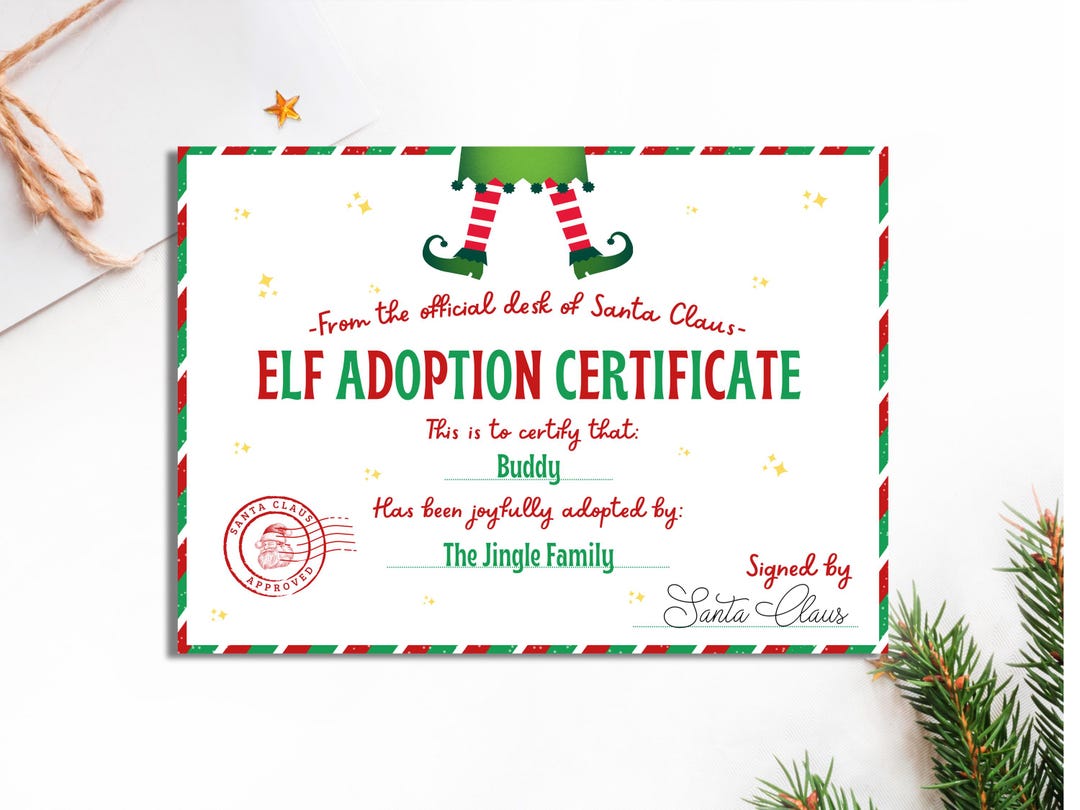 Editable Elf Adoption Certificate | Christmas Printable | Elf on the ...