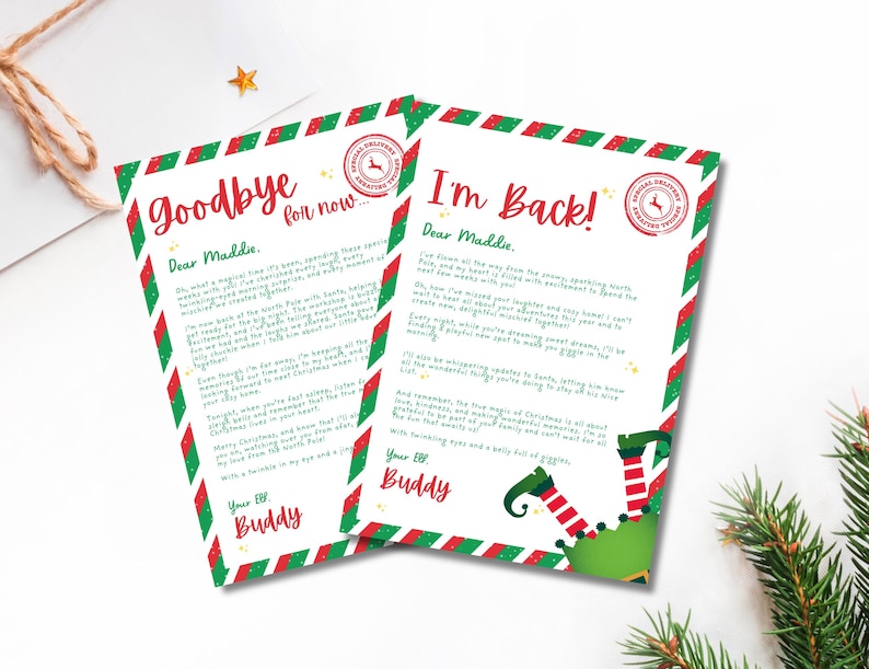 Editable Elf Arrival & Goodbye Letters, Christmas Printable | Elf on ...