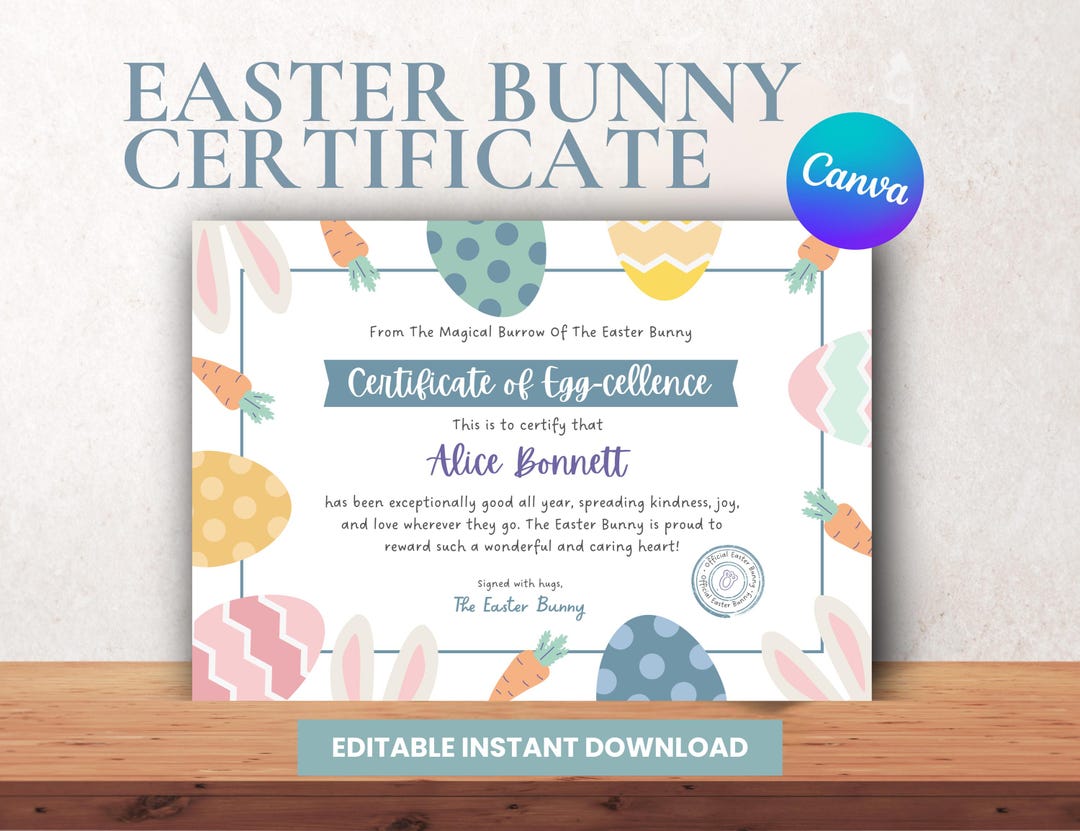 Easter Bunny Certificate, Personalised Easter Bunny Certificate ...