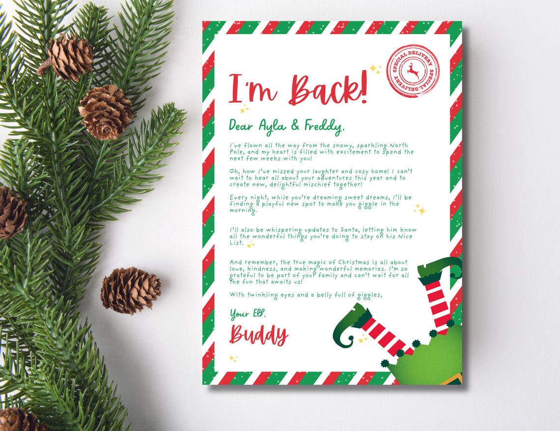 Editable Elf Arrival Letter Printable Elf Welcome Letter Christmas Elf ...