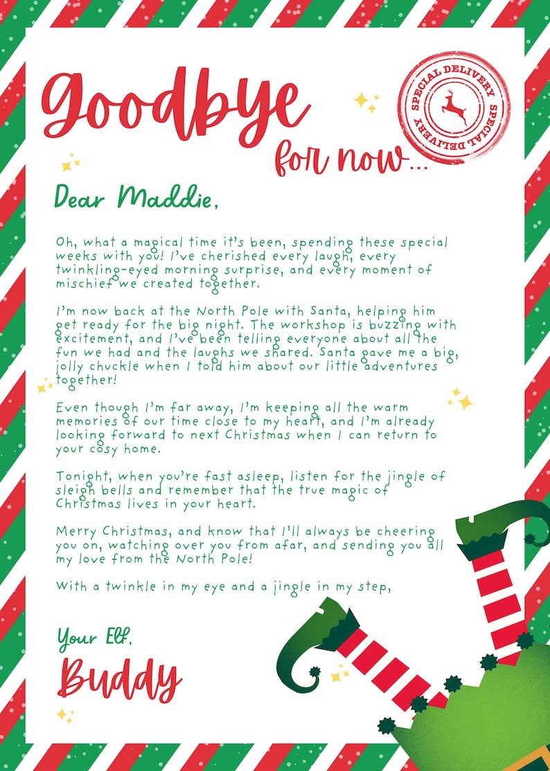 Editable Elf Arrival AND Goodbye Letters Printable Christmas Elf Letter ...