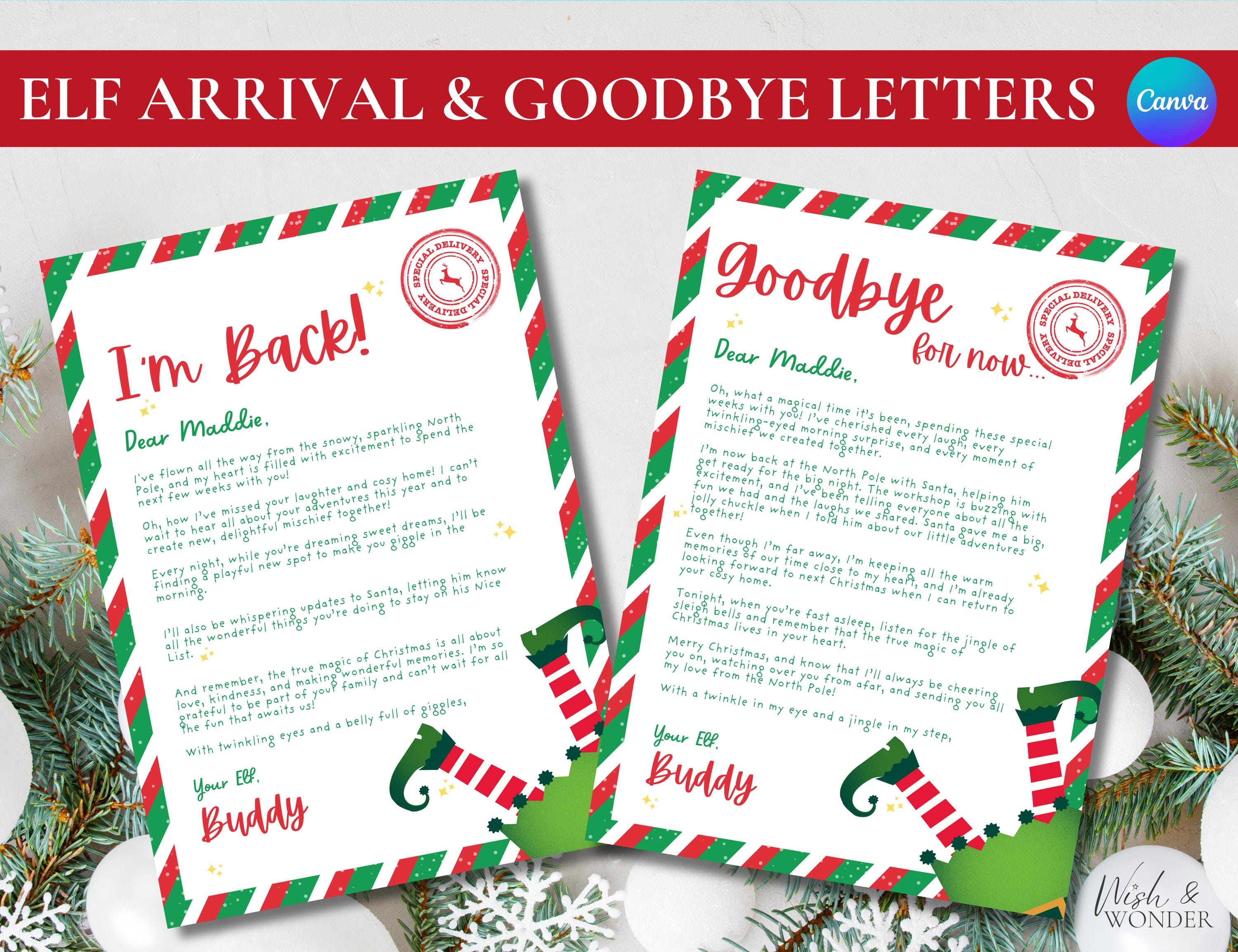 Editable Elf Arrival AND Goodbye Letters Printable Christmas Elf Letter ...