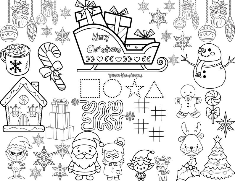 Children's Coloring Page Christmas Holiday - Etsy