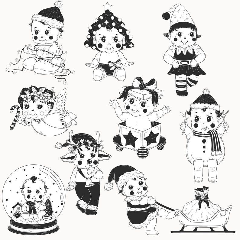 Kewpie Christmas Png Svg Downloadable Christmas Bundle Cute Baby ...