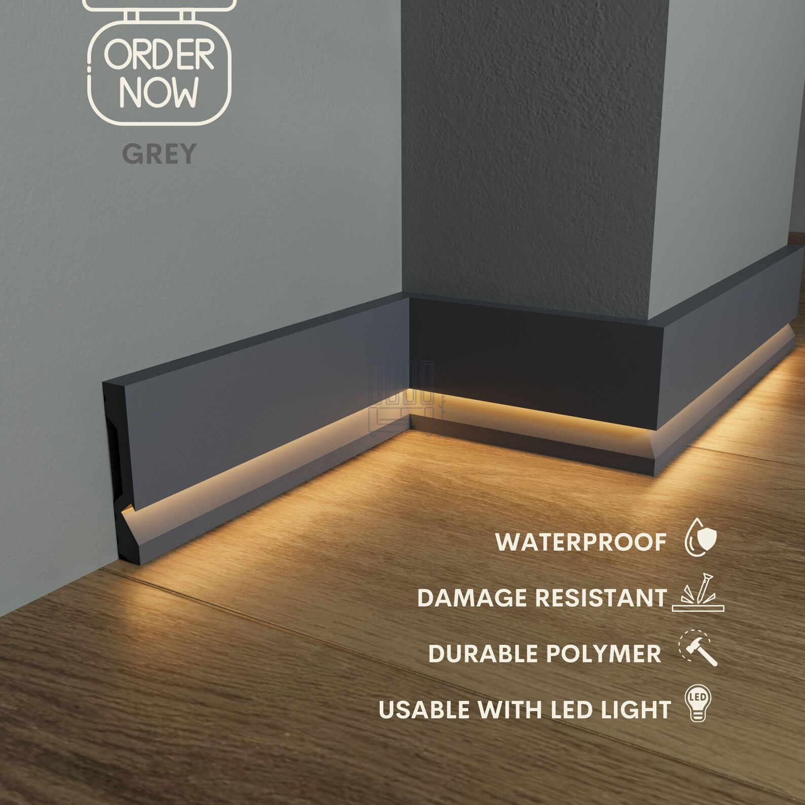 Black Baseboard Molding, Beige, Grey LED Skirting Board, Durable ...