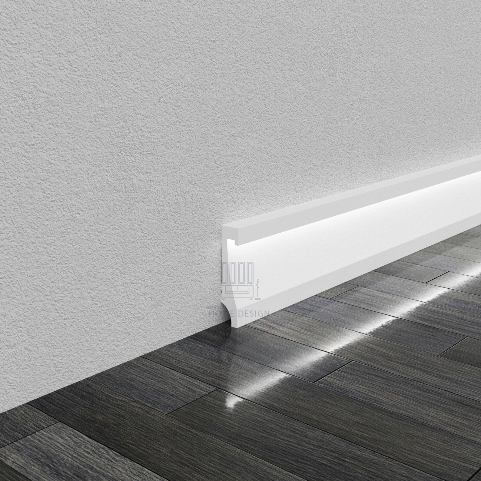 Led Baseboard Molding, White Durable Polimer Floor Moulding, Skirting ...