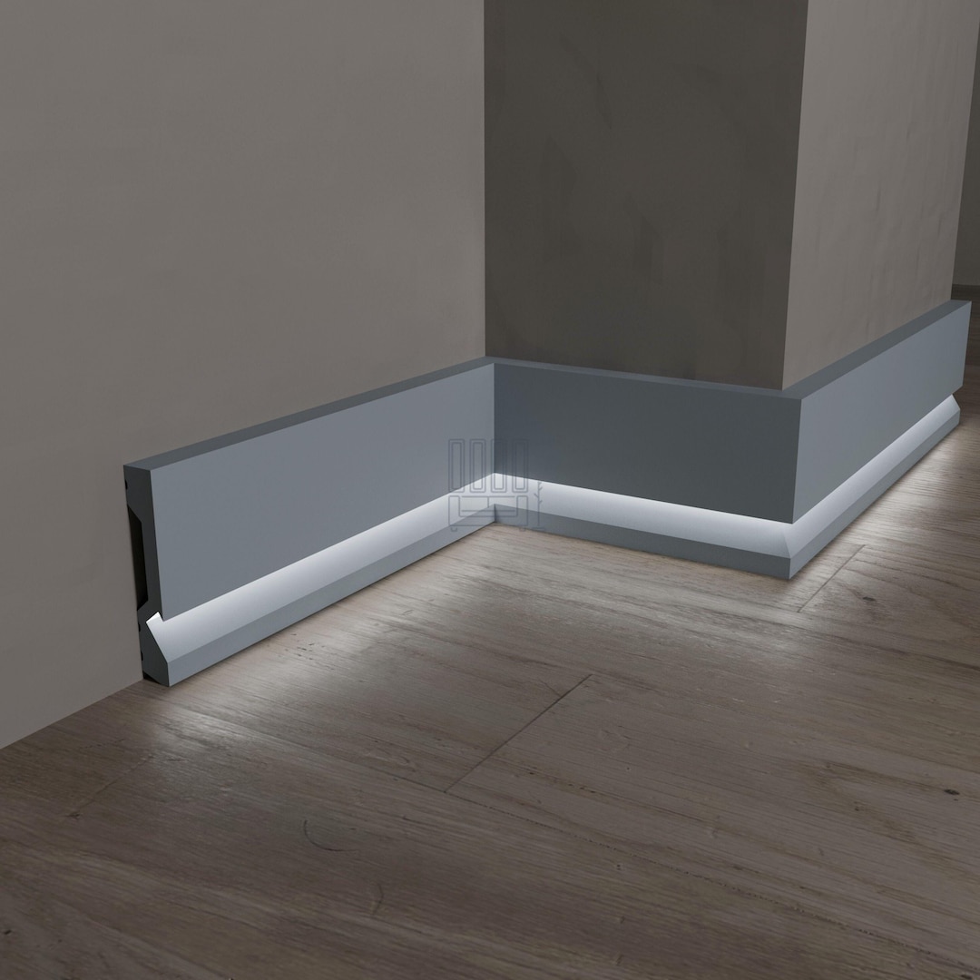 Grey Baseboard Molding, Black, White LED Skirting Board, Durable ...