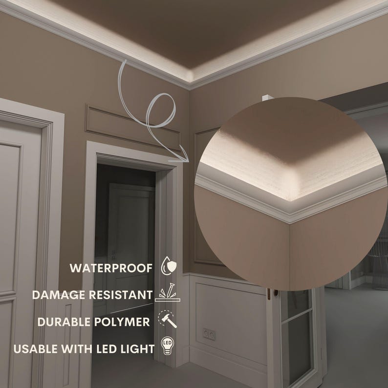 Coving Molding Black, Grey, Chrome White Durable Ceiling Cornice ...