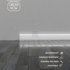 Led Baseboard Molding, White Durable Polimer Floor Moulding, Skirting ...