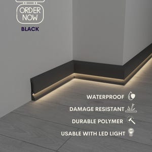 LED Baseboard Molding Black, Grey White Skirting Boards, Durable ...