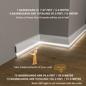 Led Baseboard Molding, White Durable Polimer Floor Moulding, Skirting ...