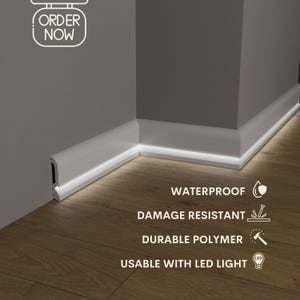 Led Baseboard Molding, White Durable Polimer Floor Moulding, Skirting ...