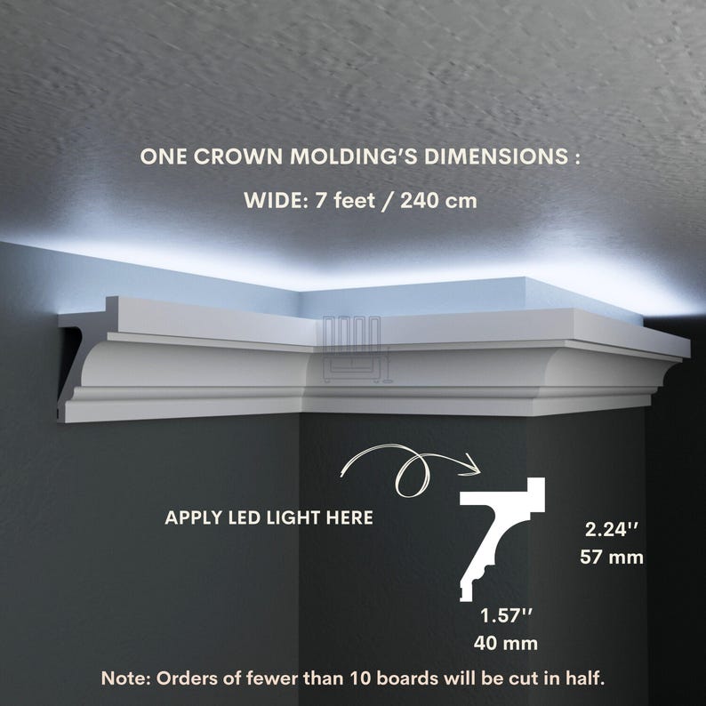 Crown Molding for Ceiling With LED Light, Indirect Lighting Cornice ...