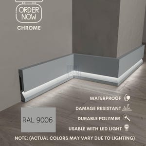 Grey Baseboard Molding, Black Skirting Board, White LED Duct Baseboard ...