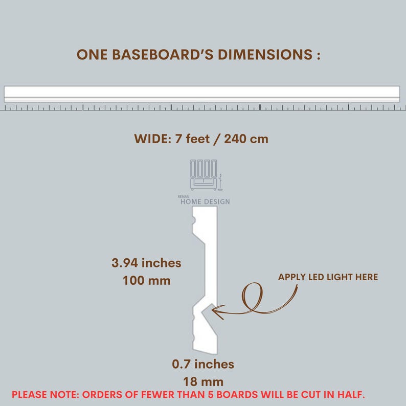 Led Baseboard Molding, White Durable Polimer Skirting Boards, Trim Wall Accent Floor Moulding ...