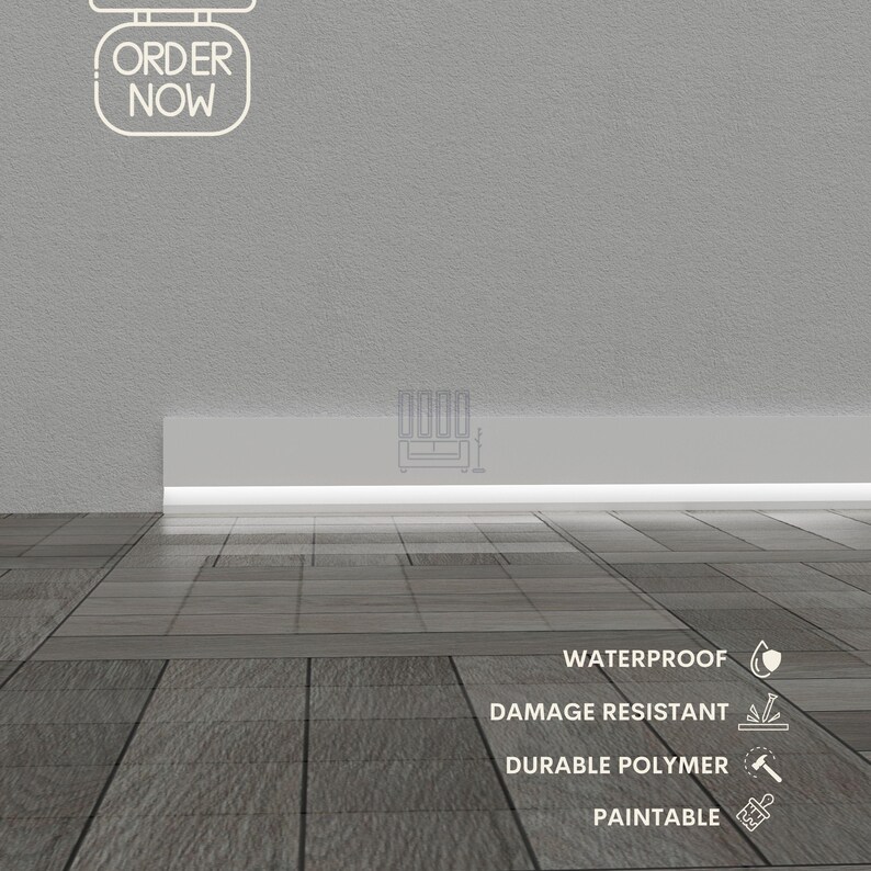 Led Baseboard Molding, White Durable Polimer Skirting Boards, Trim Wall ...