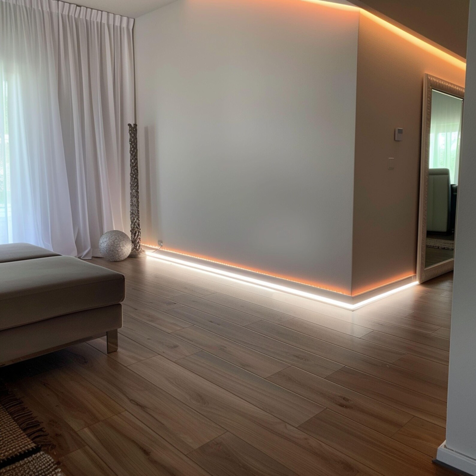 Led Baseboard Molding, White Durable Polimer Skirting Boards, Trim Wall ...
