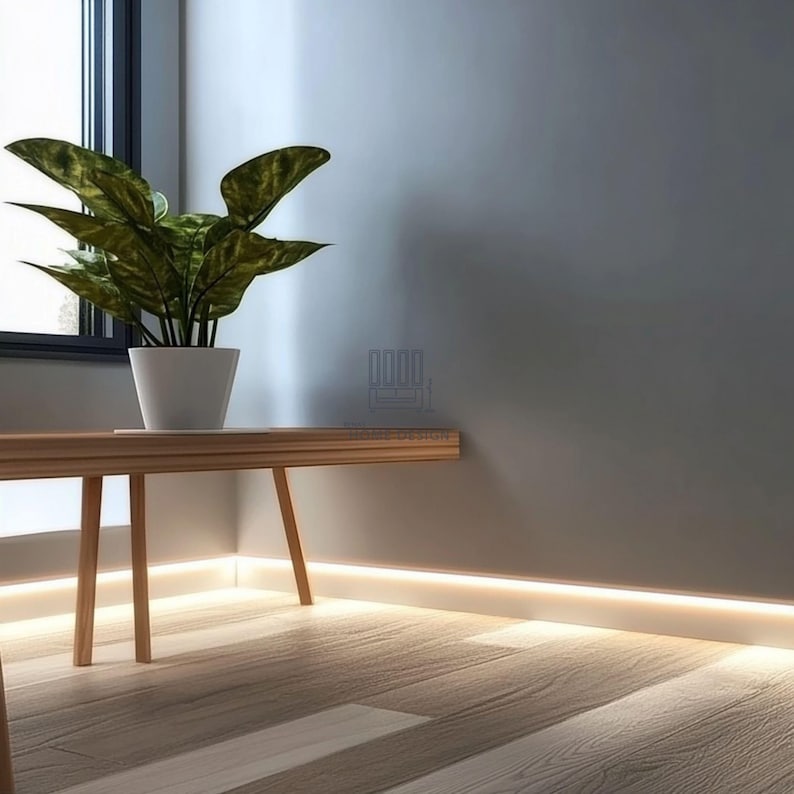 Led Baseboard Molding, White Durable Polimer Floor Moulding, Skirting ...