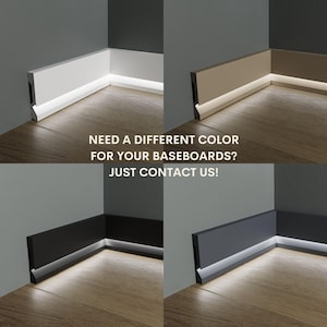 Led Baseboard Molding, White Durable Polimer Floor Moulding, Skirting ...