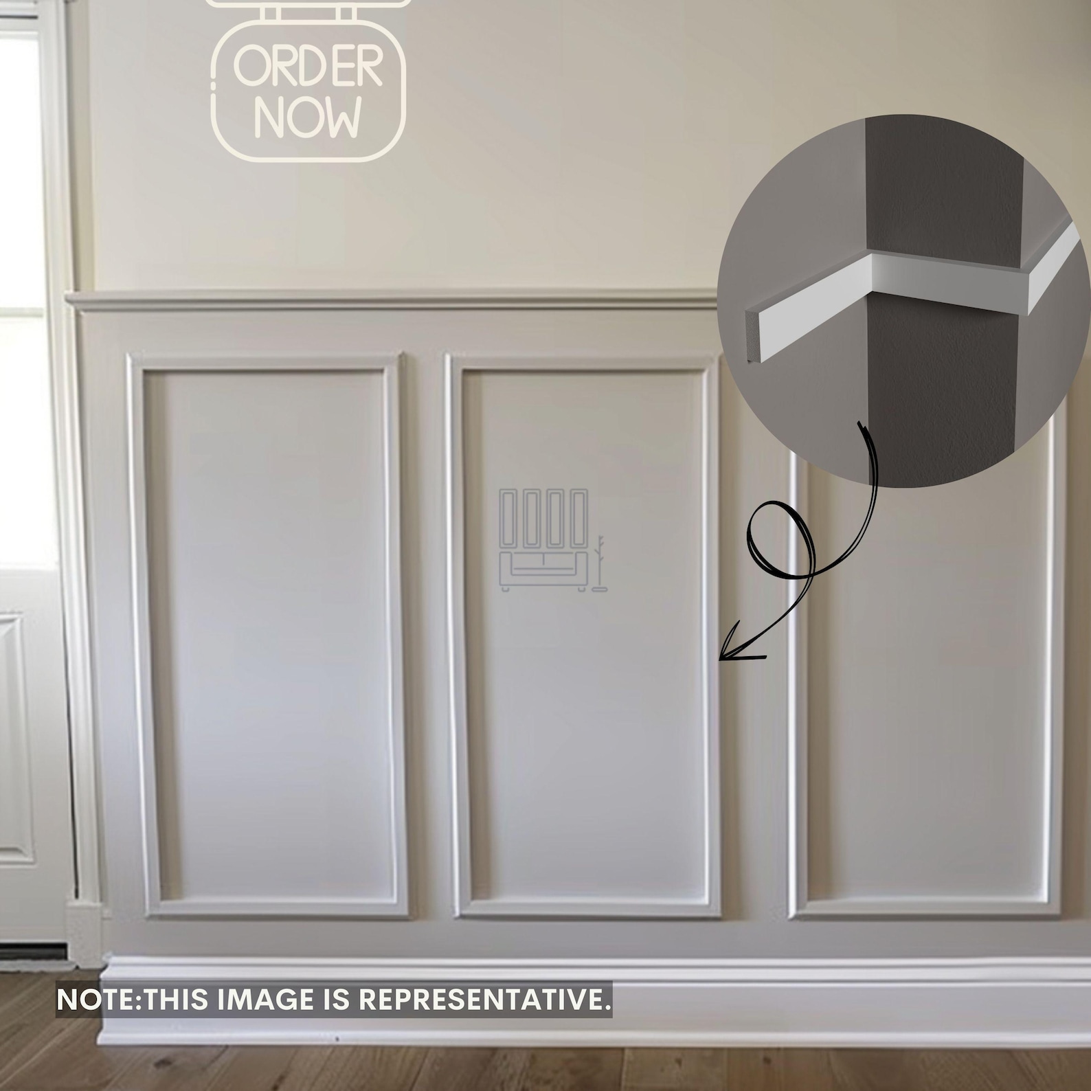 Half Wall Molding Kit Frame, Wainscoting Paintable White DIY Panel ...