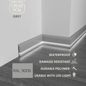 LED Baseboard Molding Black, Grey White Skirting Boards, Durable ...